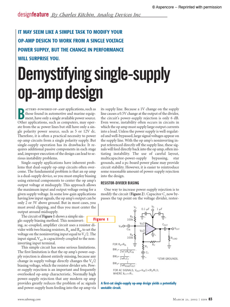 Pyreos Article Demystifying Single Op Amp Design | PDF | Amplifier ...