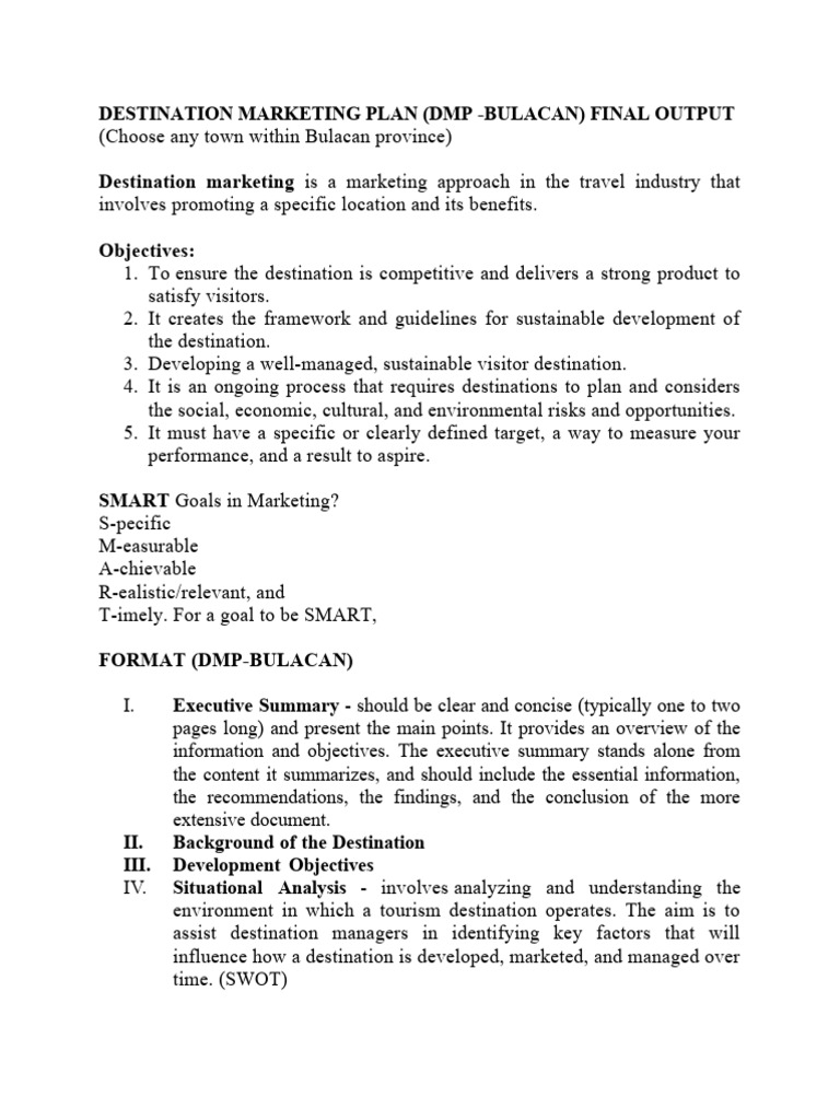 Marketing Plan Format | PDF | Marketing | Tourism