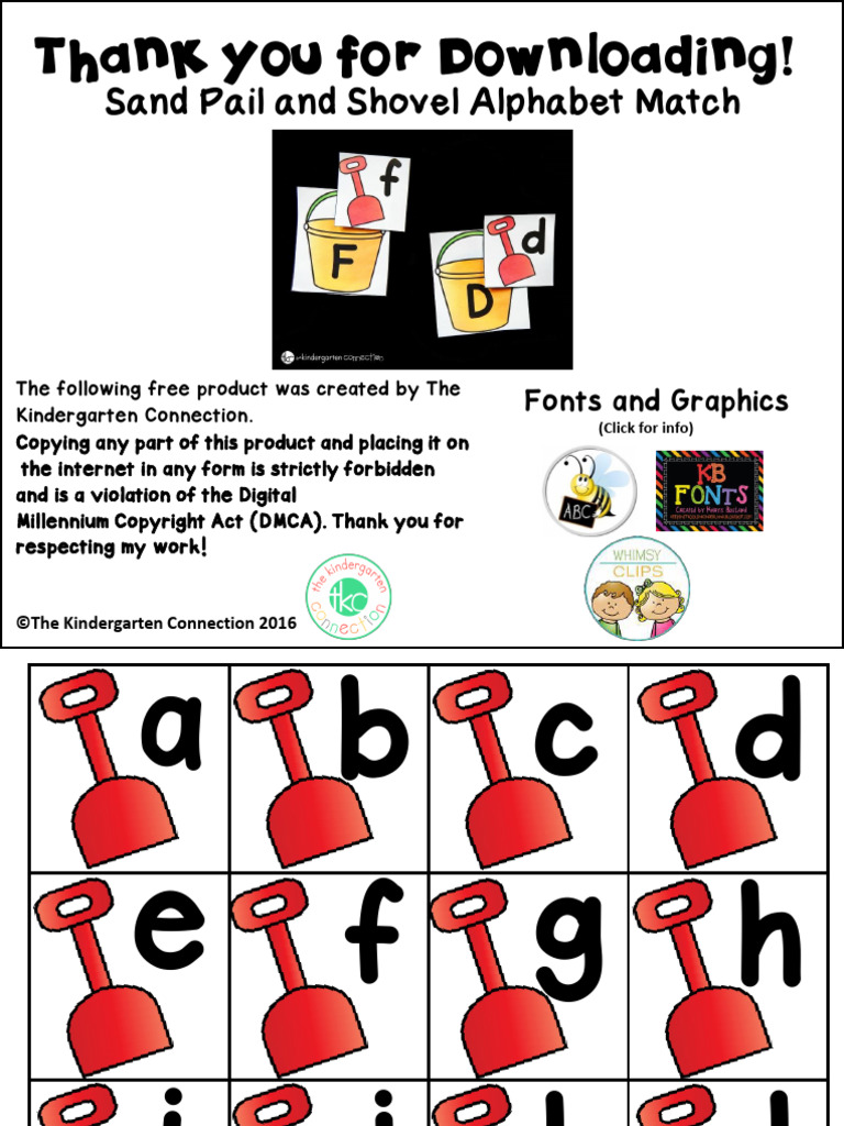 Sand Pail and Shovel Alphabet Match | PDF