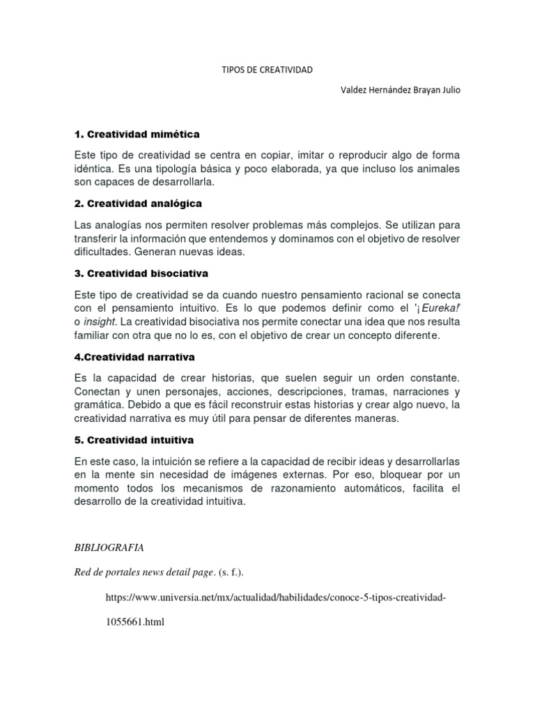 Tipos de Creatividad | PDF