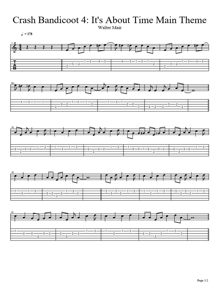 Crash Bandicoot 4 It's About Time - Main Theme (Tab by EasyTab) | PDF