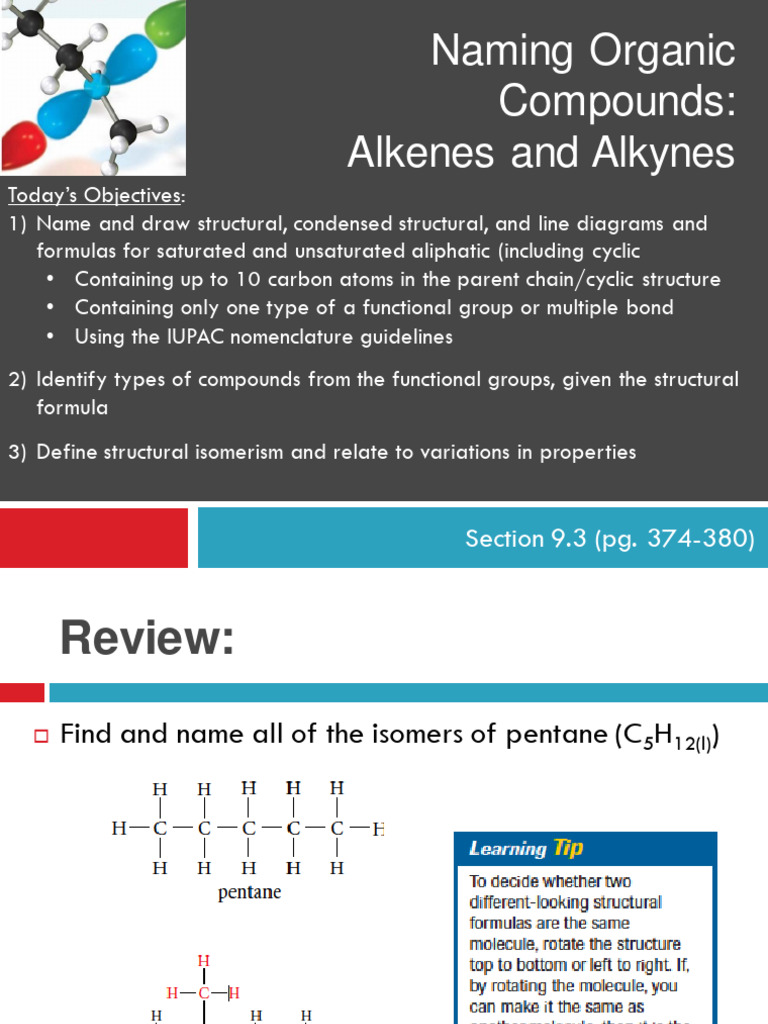 9.3 Alkenes and Alkynes | PDF | Alkene | Alkane