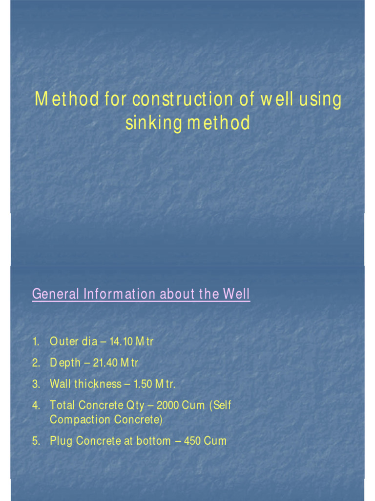 Construction of Well Using Well Sinking Method Procedure | PDF
