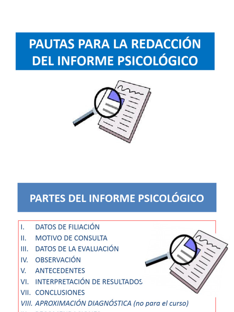 Pautas para Redacción de Informe Psicológico | PDF