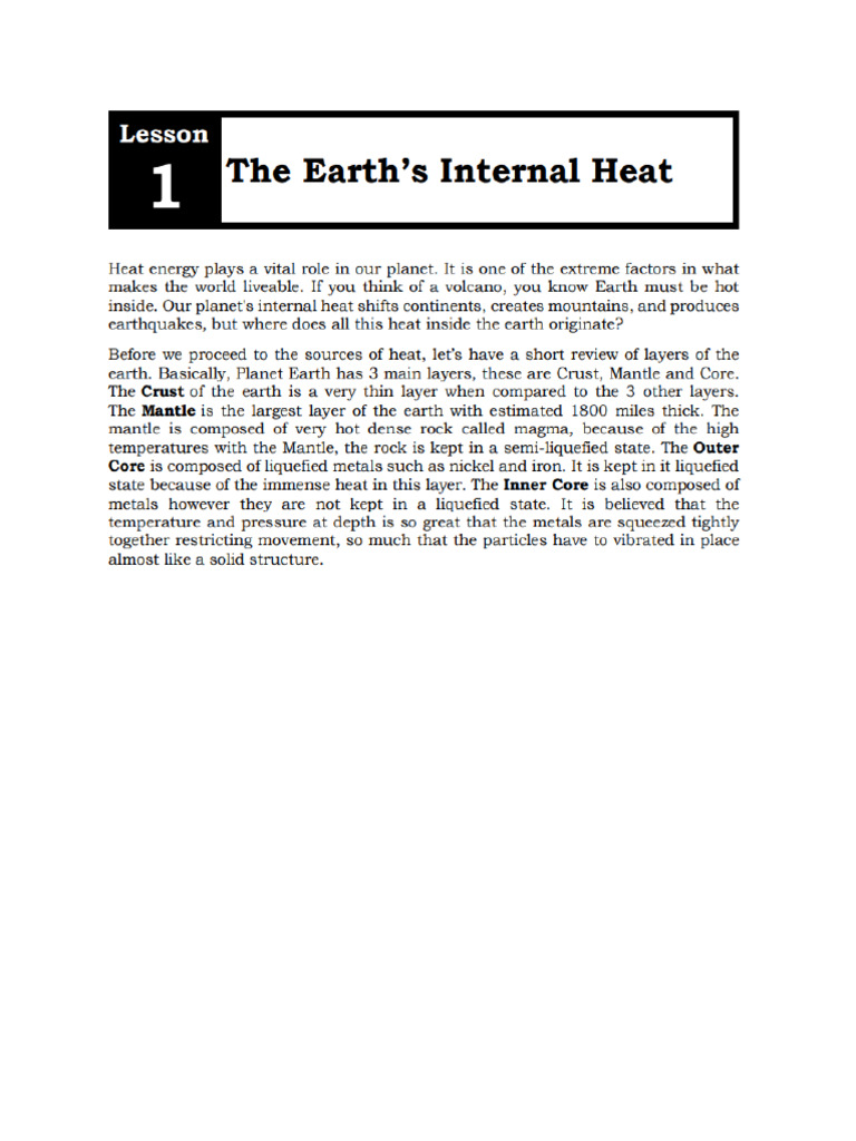 Earths Internal Heat | PDF