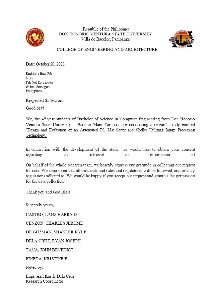 Sample Letter To Requesting Data Collection | PDF