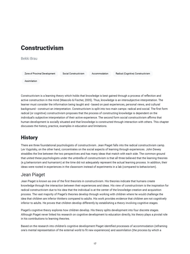 Constructivism | PDF | Constructivism (Philosophy Of Education) | Cognitive Development