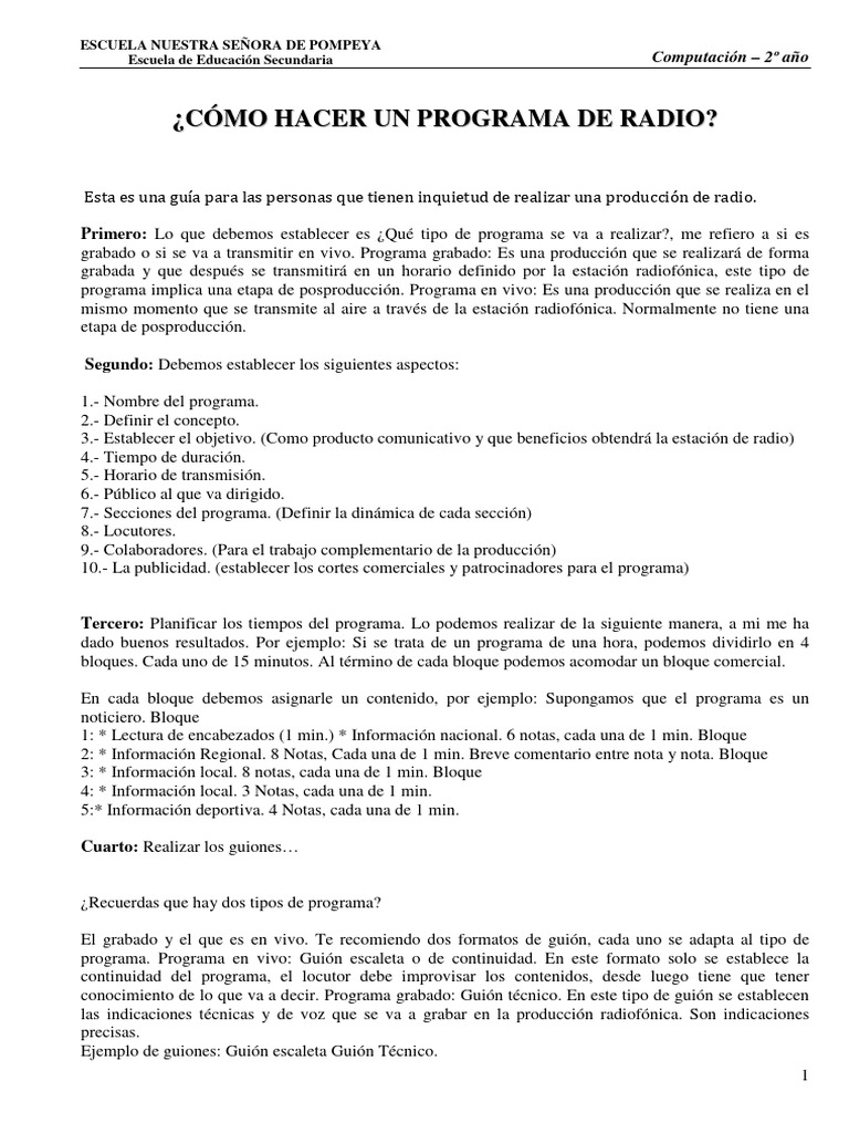 Cómo Hacer Un Programa de Radio | PDF | Radiodifusión | Disco compacto