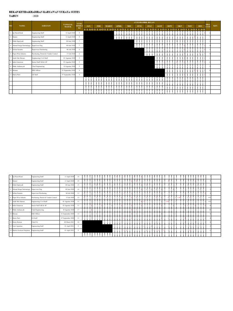 Rekap Cuti Fix | PDF