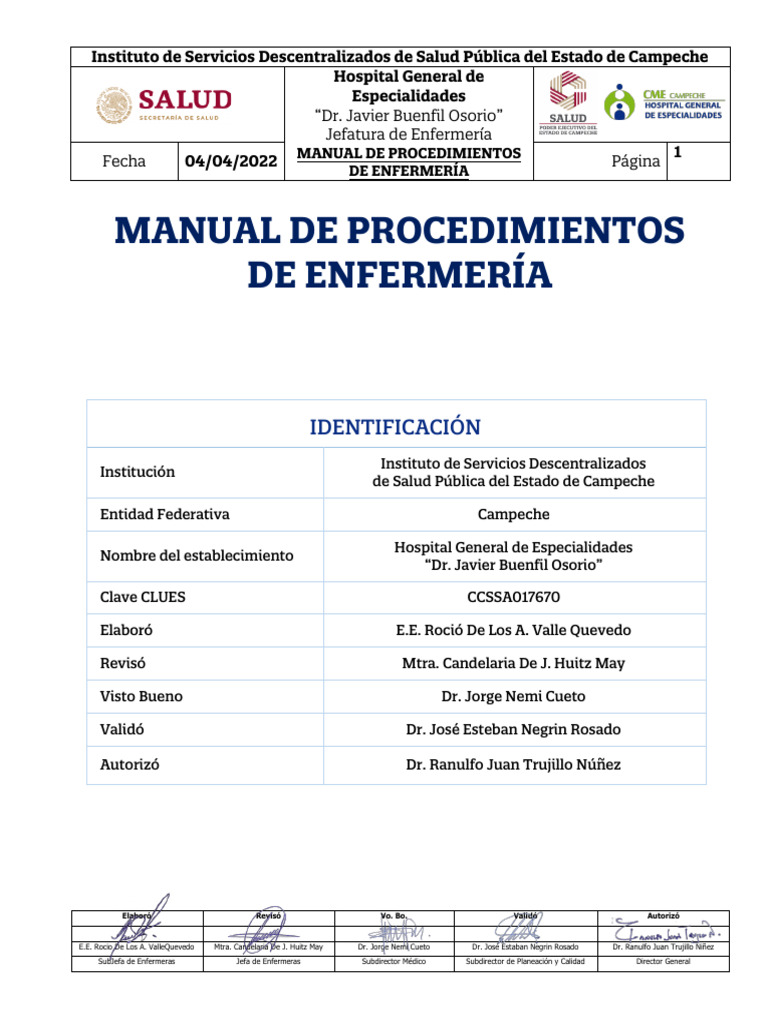 Manual de Procedimientos de Enfermería. 2022 | PDF