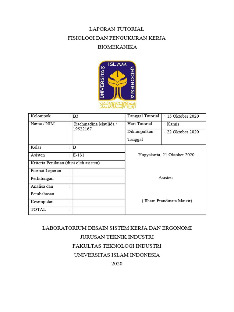 B3 - E-131 - Laporan Biomekanika | PDF