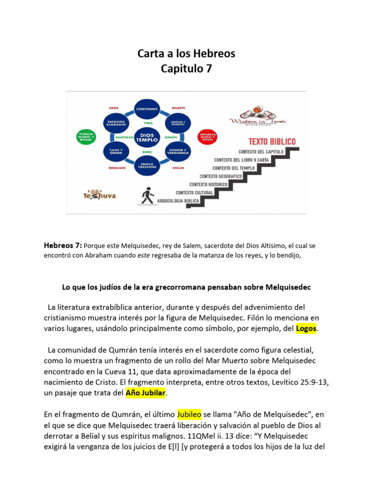 Hebreos-Capitulo 7 | PDF | Abrahán | Creencia religiosa y doctrina