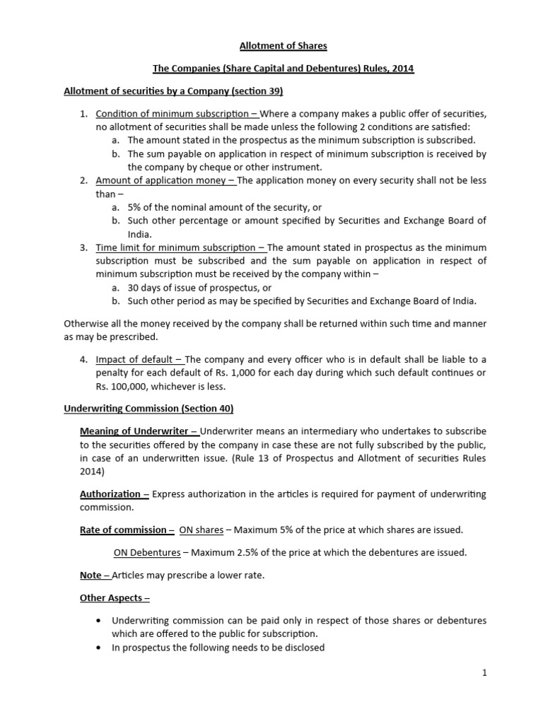 Allotment of Shares, Share & Share Capital | PDF | Preferred Stock ...
