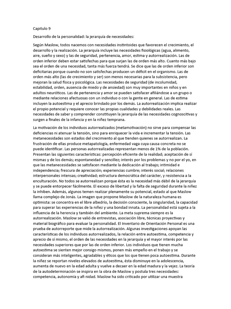 Capitulo 9 y 10 | PDF | Sicología | Conceptos psicologicos