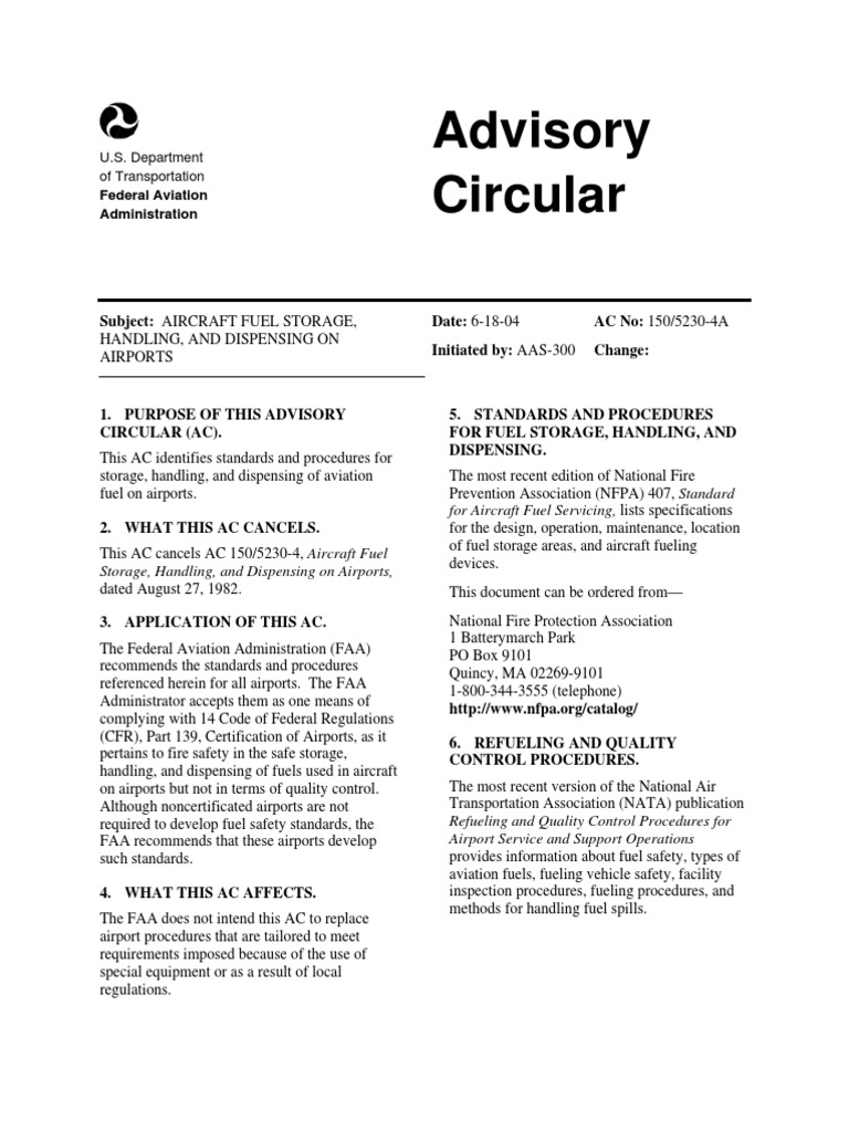 FAA AC 150-5230-4A | Federal Aviation Administration | Airport