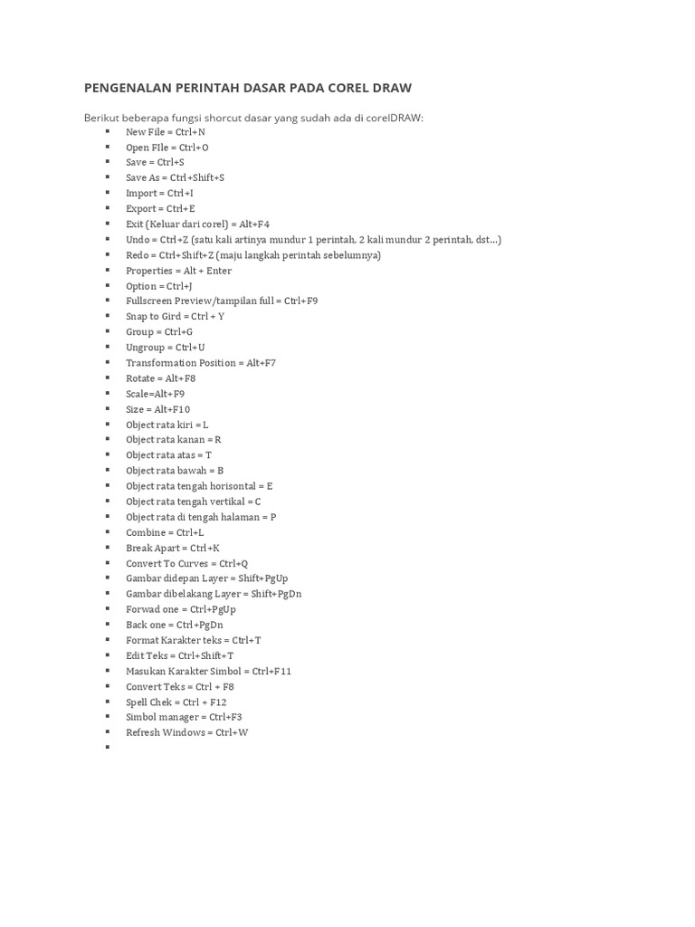 Materi Pengenalan Perintah Dasar Pada Corel Draw | PDF