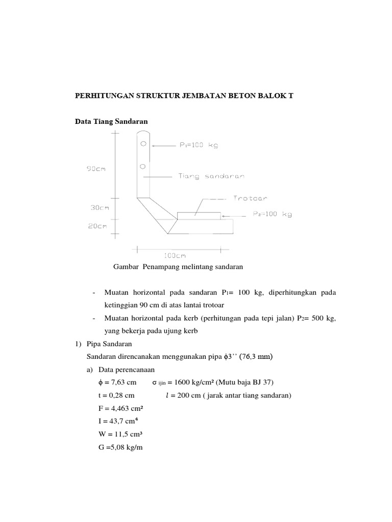 Perenc. Jembatan Beton Bertulang Balok T | PDF | Metode & Bahan Ajar