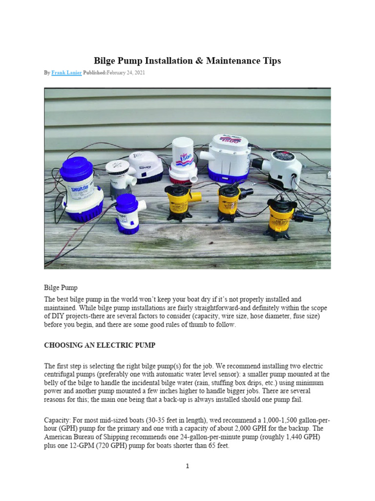 Bilge Pump Installation | Download Free PDF | Pump | Switch