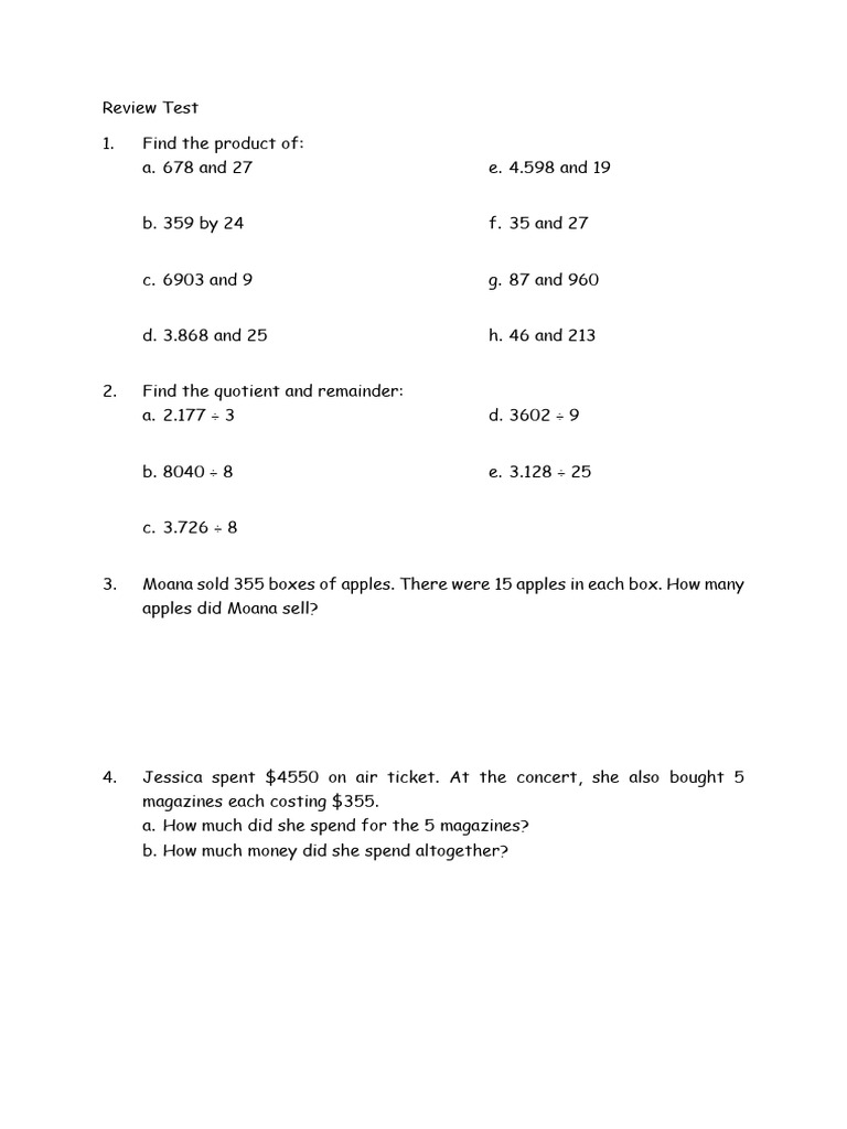 P4 (MGPS) - Multiplication, Division, and Word Problems | PDF | Home ...