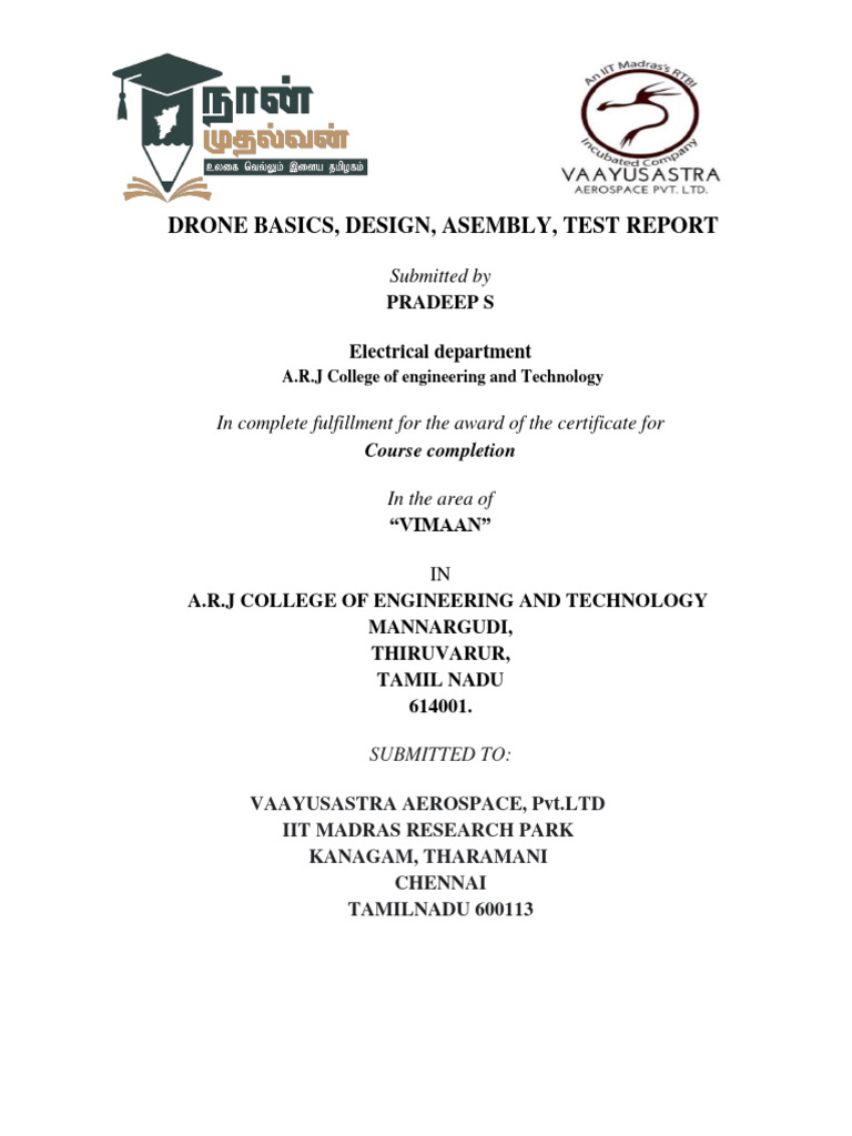 Drone Report Sample | PDF | Unmanned Aerial Vehicle | Quadcopter