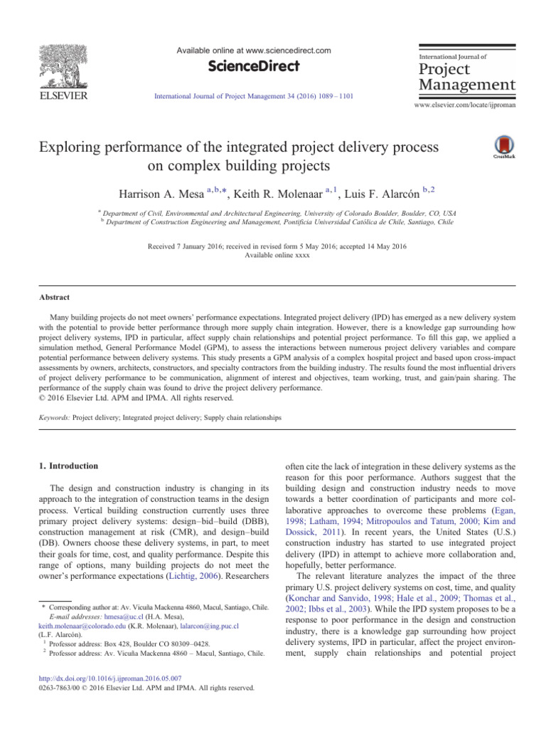 Exploring Performance of The Integrated Project Delivery Process On ... Exploring Performance of The Integrated Project Delivery Process On ...