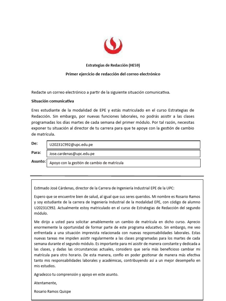 Estrategias de Redacción-Primer Ejercicio de Redacción | PDF