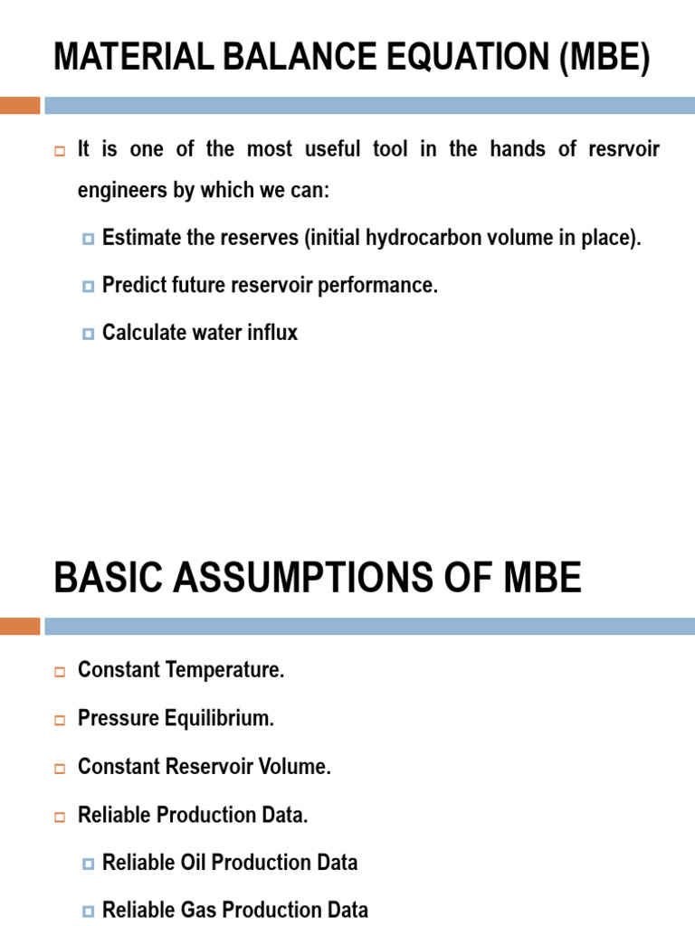 Material Balance Equation (Mbe) | PDF | Petroleum Reservoir | Gases