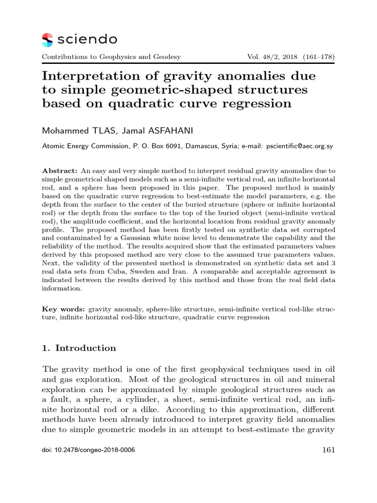 Interpretation Of Gravity Anomalies Due To Simple Pdf Least Squares Mathematical Optimization
