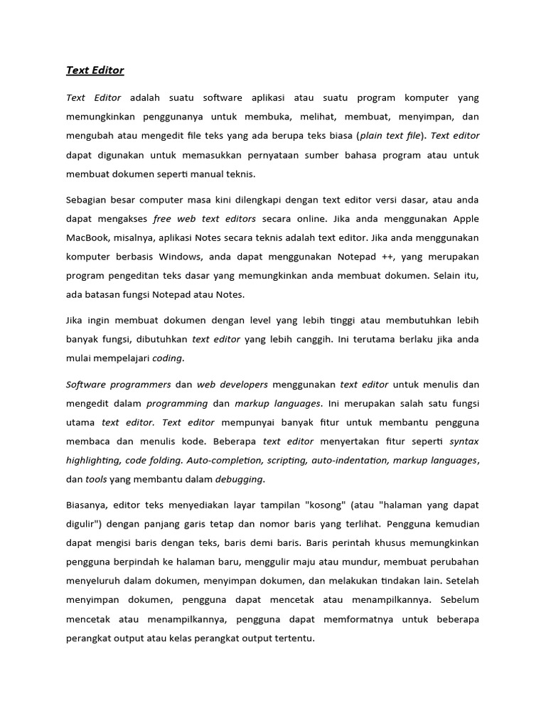 Panduan Text Editor untuk Programmer | PDF