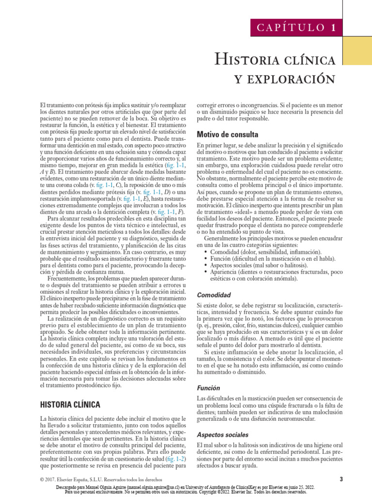 Cap 1 Historia Clínica y Exploración | PDF | Dentadura postiza | Odontología