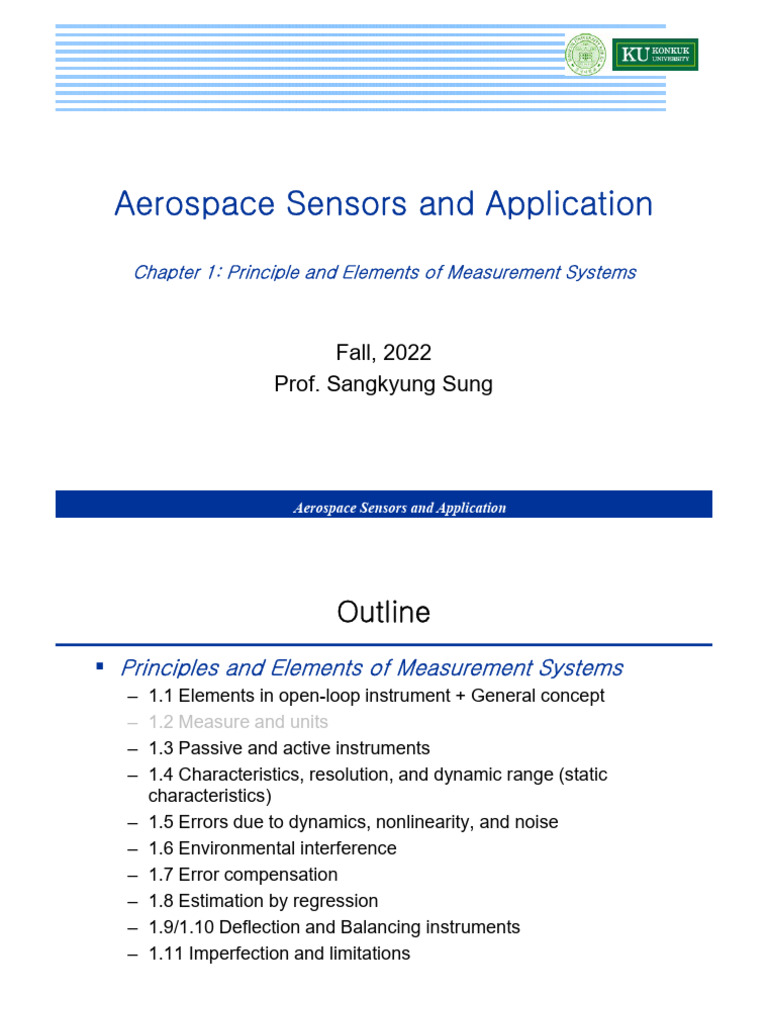2022-02 Sensors Engineering - Chapter 1 강의용 - Aerospace Sensor P1장 - 학생용 | PDF | Sensor ...