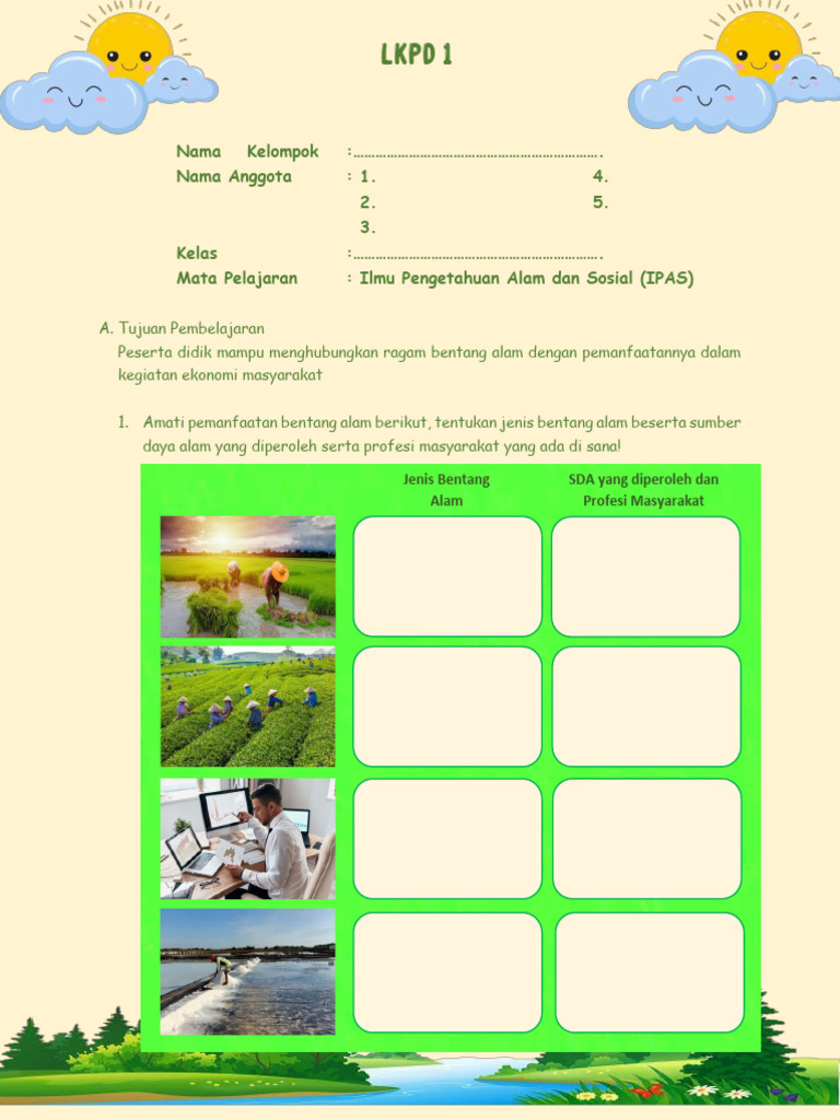 LKPD 1 Ipas Bentang Alam | PDF