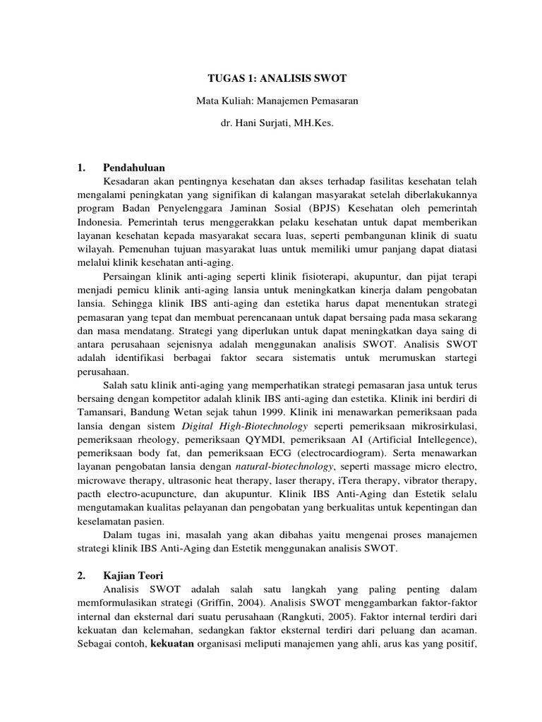 TUGAS 1 (Rev6) - SWOT | PDF | Business