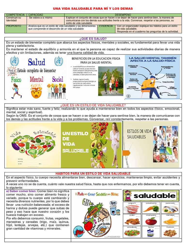 Una Vida Saludable para Mí y Los Demas | PDF | Alimentos