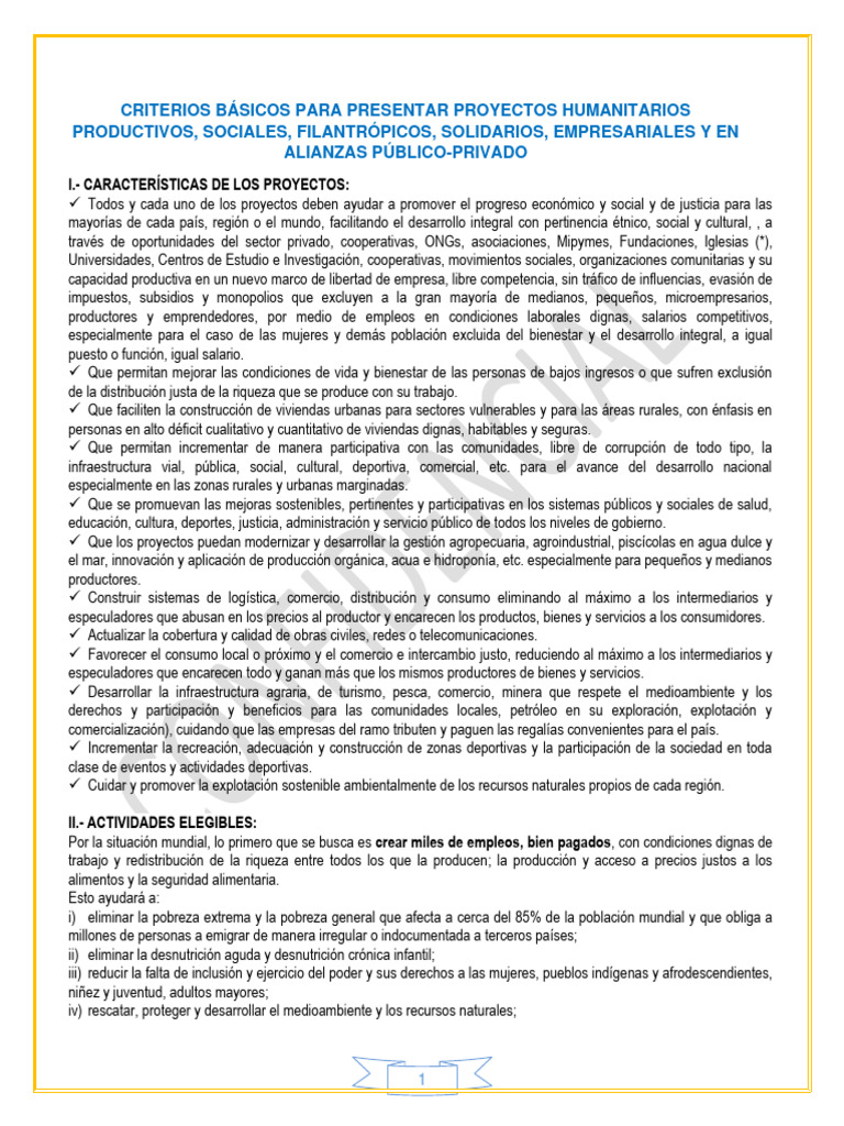 2023 Criterios Básicos para Presentar Proyectos Humanitarios A CRC y ...