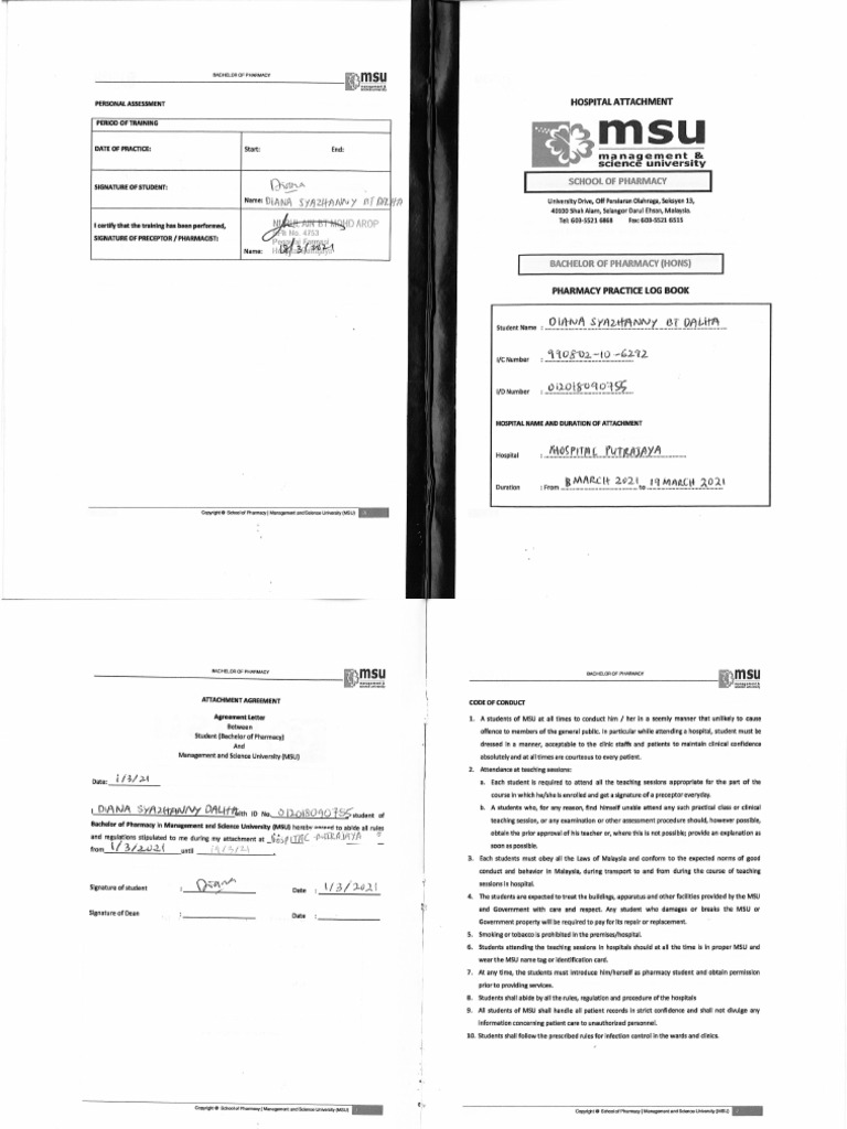 Hospital Internship Logbook | PDF