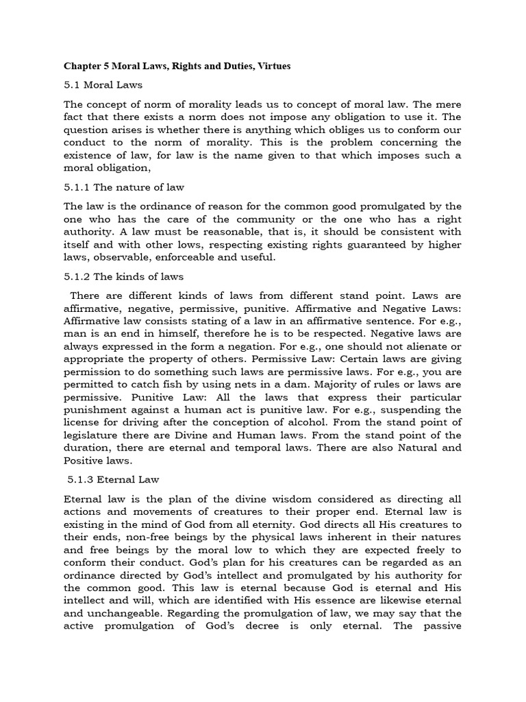 Moral Laws, Rights, and Duties Explained | PDF | Punishments | Virtue