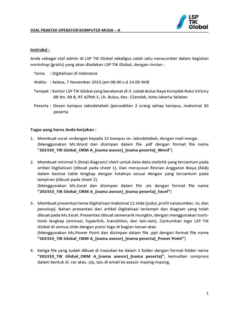 LSP Tik Global Okm Muk Digitalisasi | PDF