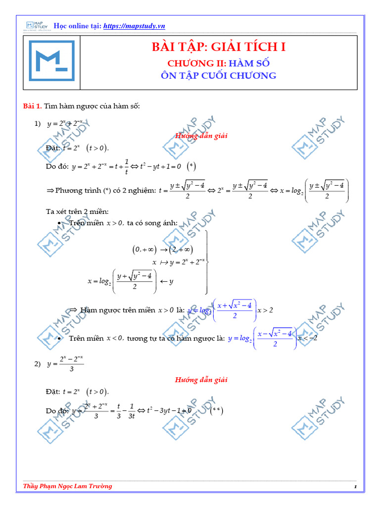 (TCC) - GT1 - Bài Tập Chương Hàm Số - Thầy Lam Trường | PDF