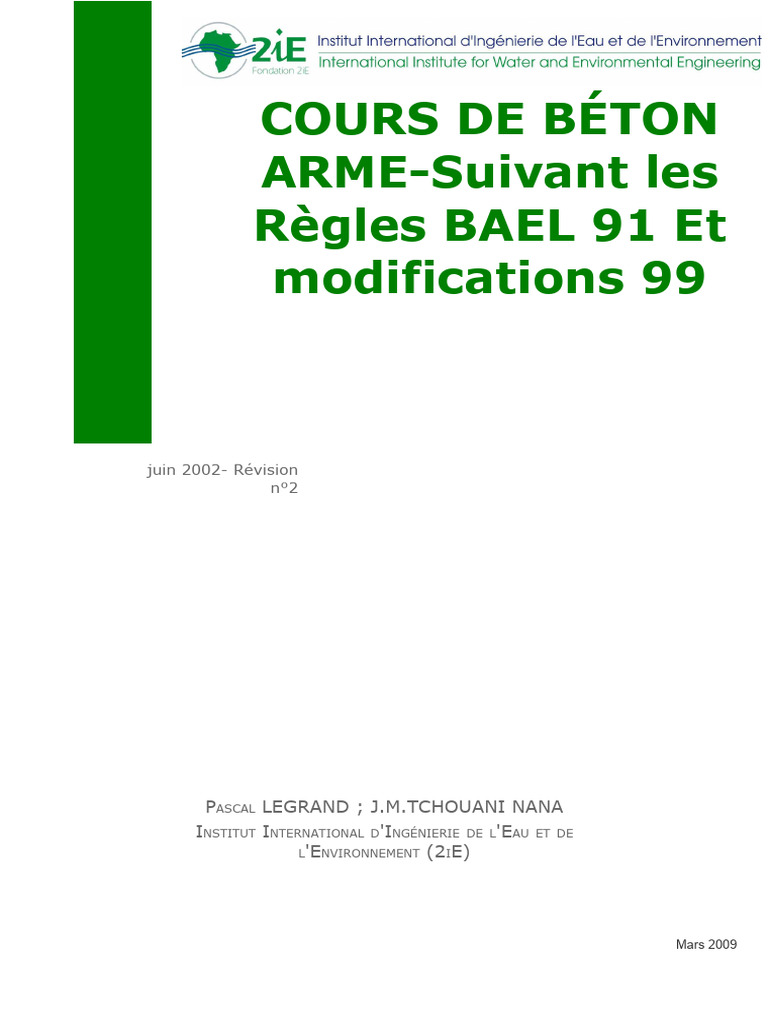 Cours de Béton Armée Suivant Les Règles BAEL 91 Mod 99 | PDF | Béton armé | Béton
