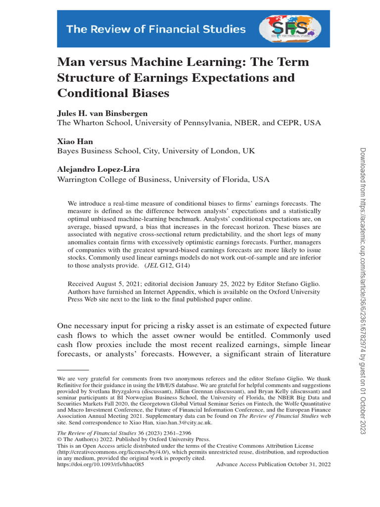 Man Versus Machine Learning - The Term Structure of Earnings ...
