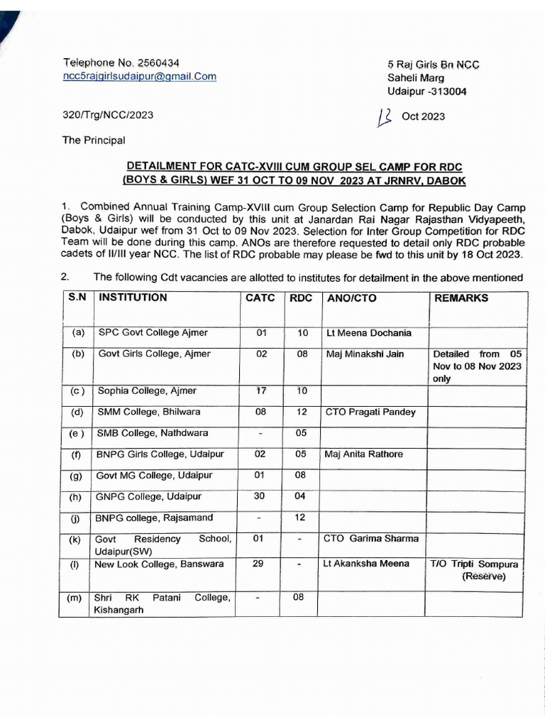 Detailment Letter CATC XVII Cum RDC | PDF