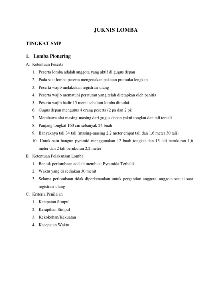 JUKNIS PERKEMAHAN 17an | PDF