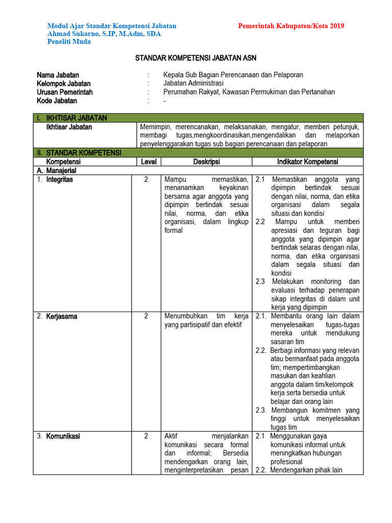 Contoh SKJ Eselon 4 | PDF