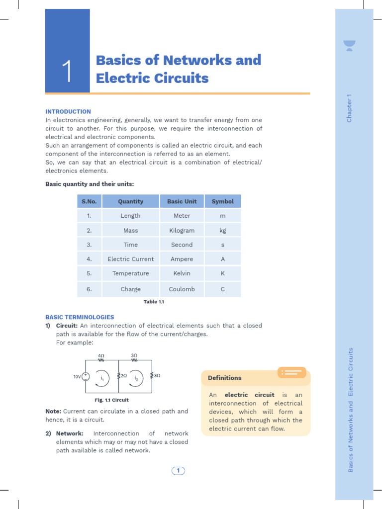 Basics of Networks and Electrical Systems Electrical | PDF | Electric Charge | Electric Current