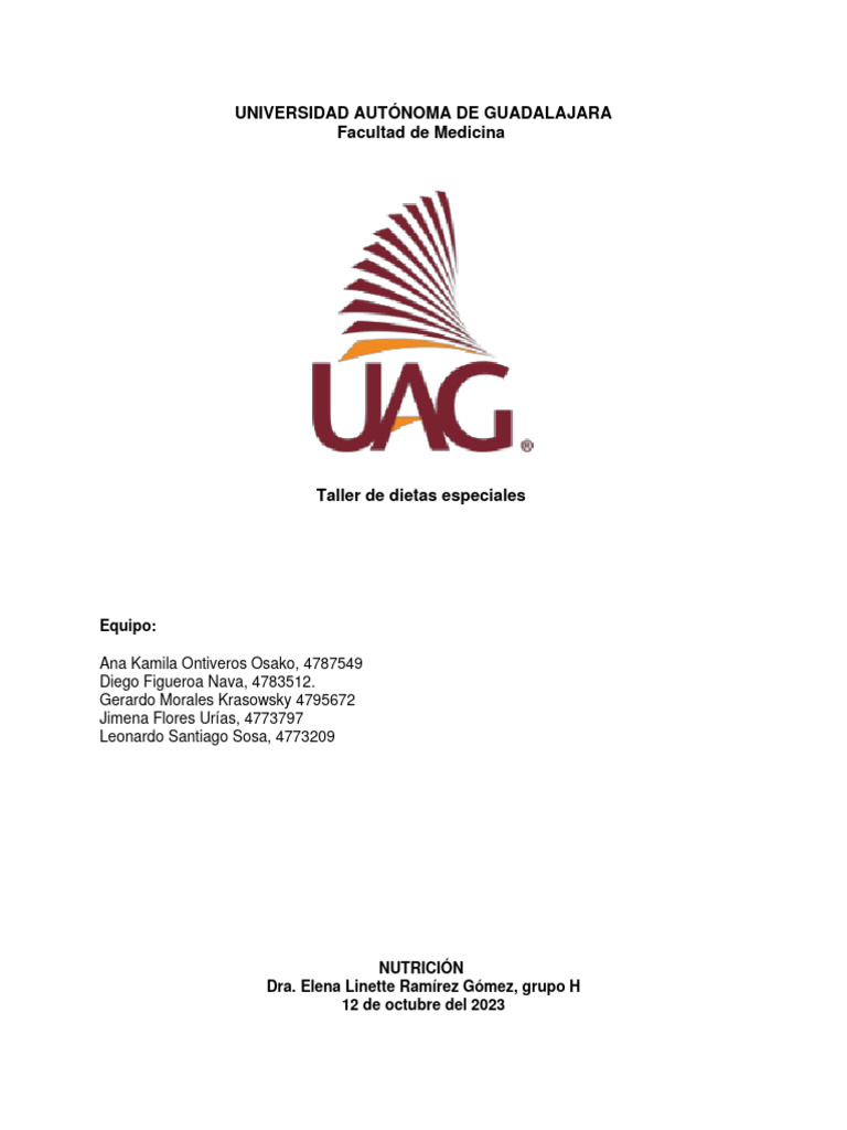 Taller de Dietas Especiales, GRF | PDF