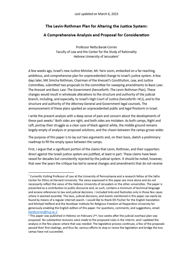 The Levin-Rothman Plan For Altering The Justice System: A Comprehensive ...