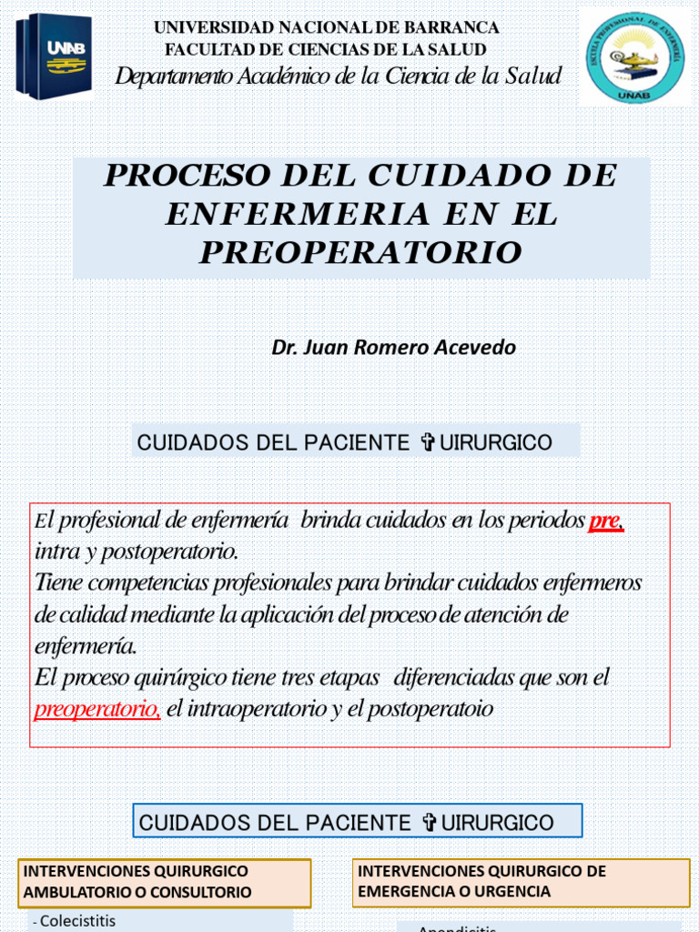Cuidados Preoperatorios de Enfermería | PDF | Especialidades Medicas ...