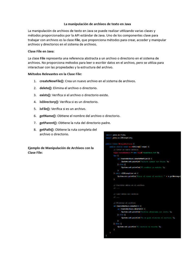 La Manipulación de Archivos de Texto en Java | PDF La Manipulación de Archivos de Texto en Java | PDF