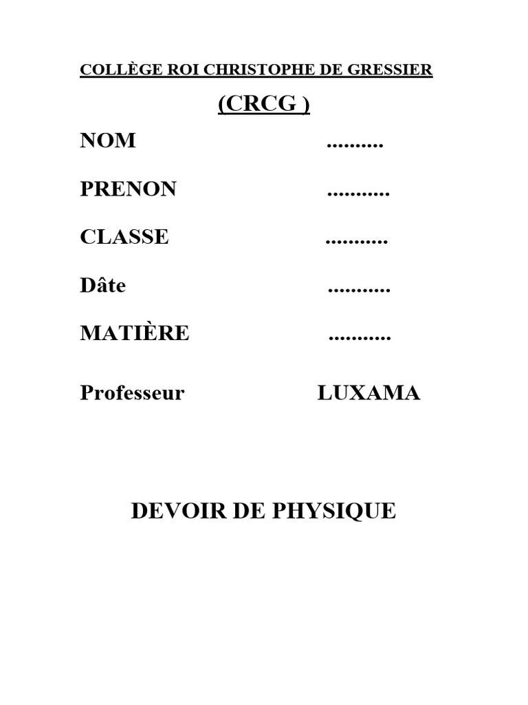 (CRCG: Collège Roi Christophe de Gressier | PDF